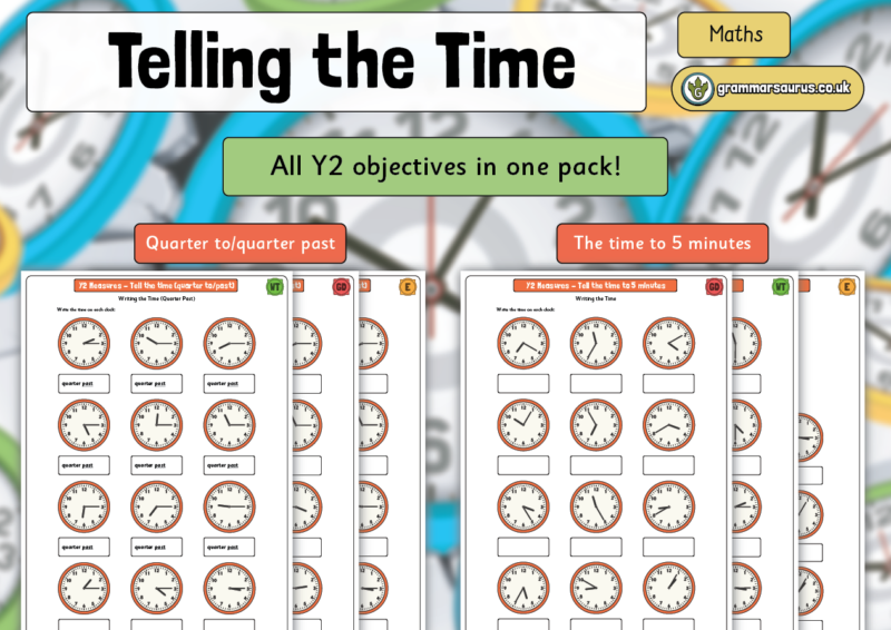 Year 2 Measurement (Time) - Telling the Time Lesson Pack - Grammarsaurus