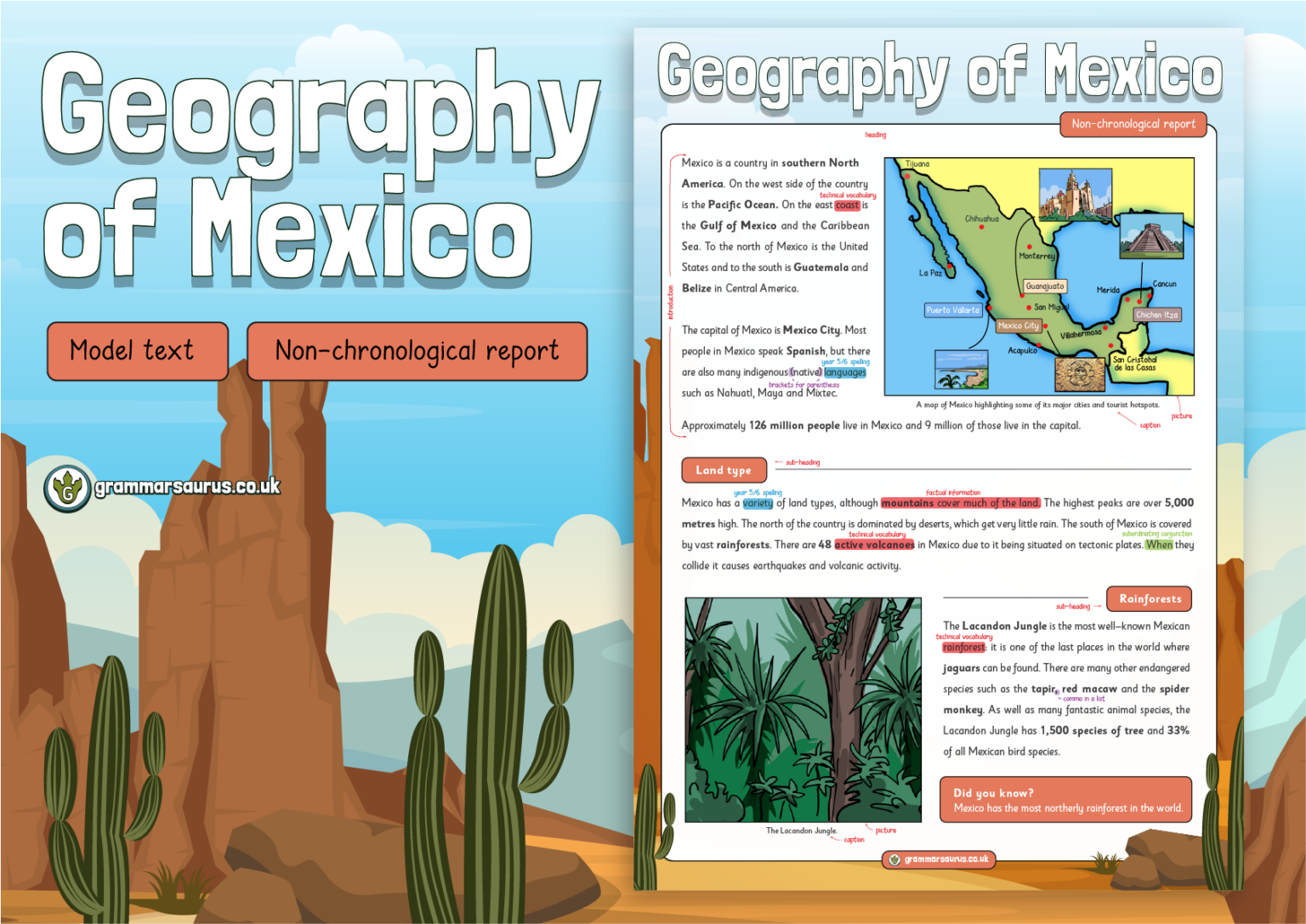 Year 5 Model Text – Non-chronological report – Geography of Mexico ...
