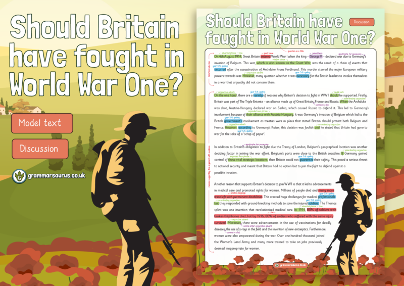Year 6 Model Text – Discussion – Should Britain have fought in World ...