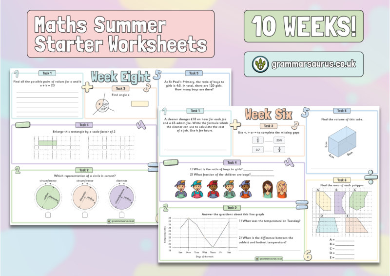 Year 6 Weekly Maths Starters - Summer - Grammarsaurus