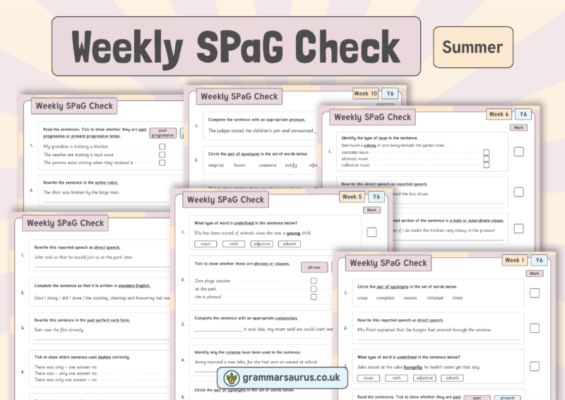 Year 6 Weekly SPaG Check – Summer - Grammarsaurus