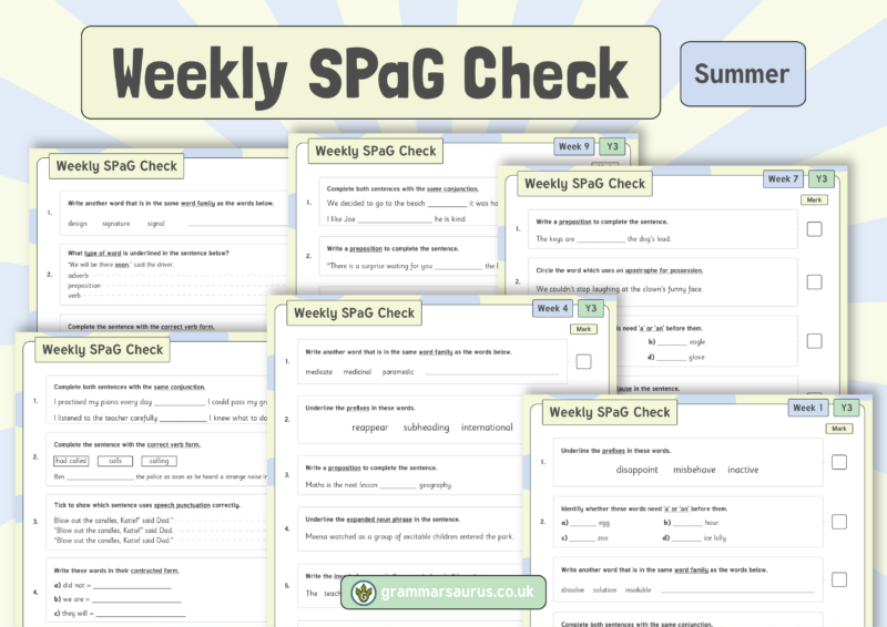 Year 3 Weekly SPaG Check – Summer - Grammarsaurus