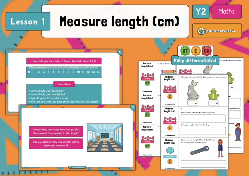 Year 2 Length and Height - Measure length (cm) - Lesson 1 - Grammarsaurus