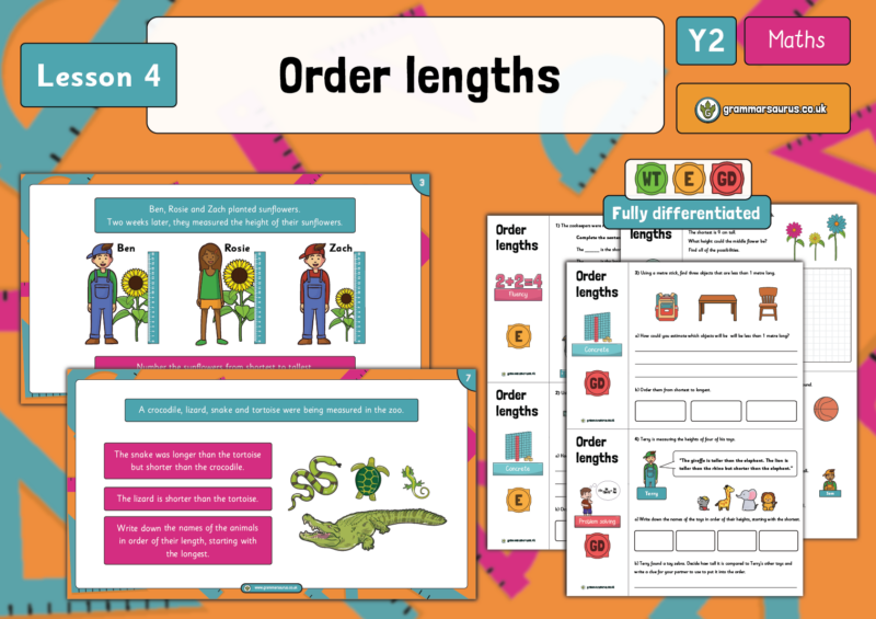 Year 2 Length and Height - Order lengths - Lesson 4 - Grammarsaurus