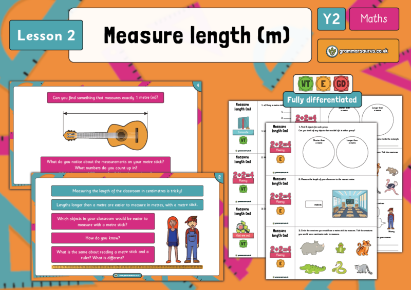 Year 2 Length and Height - Measure length (m) - Lesson 2 - Grammarsaurus