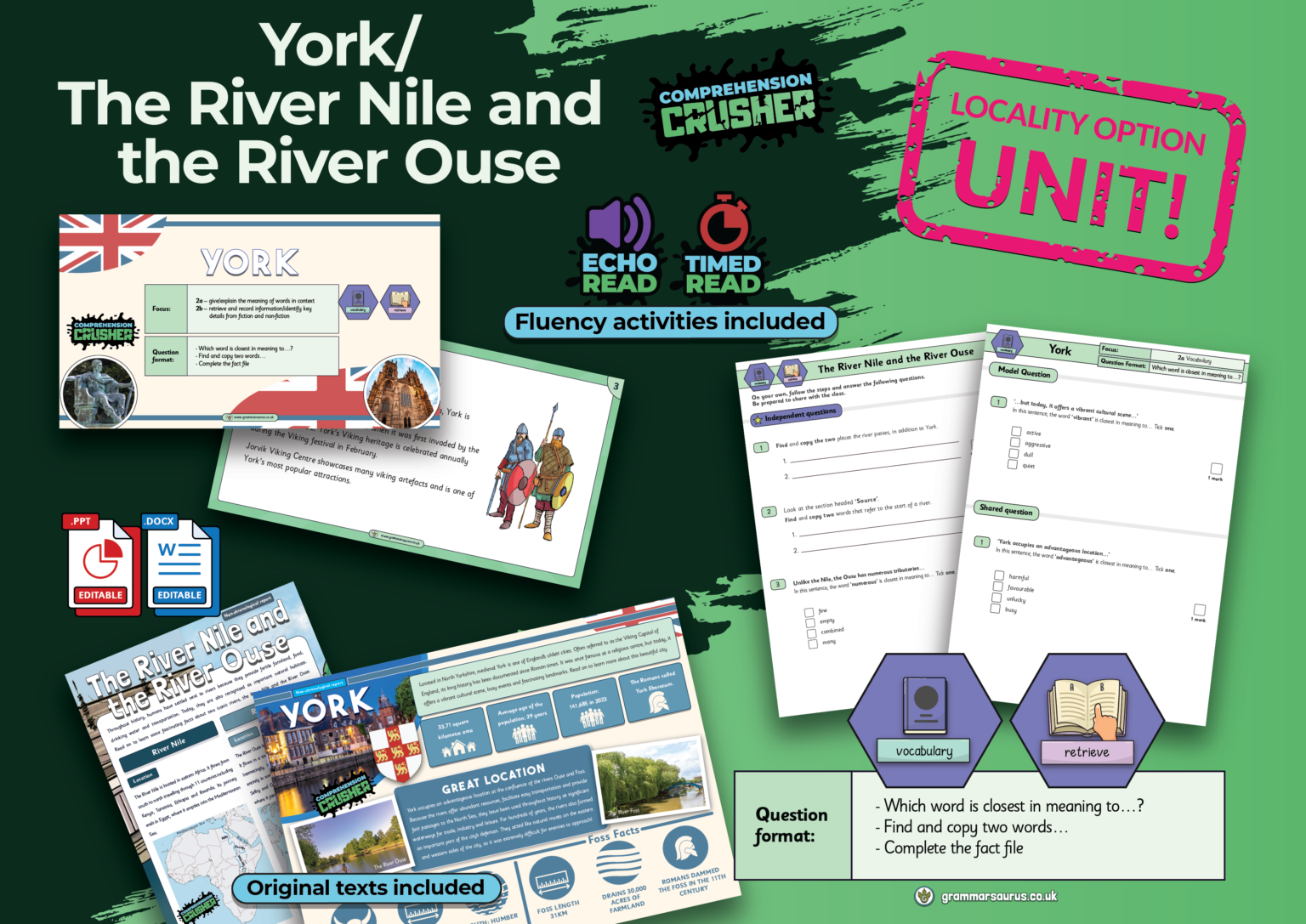 Year 4 Comprehension Crusher - Locality Option Unit – York/The River ...