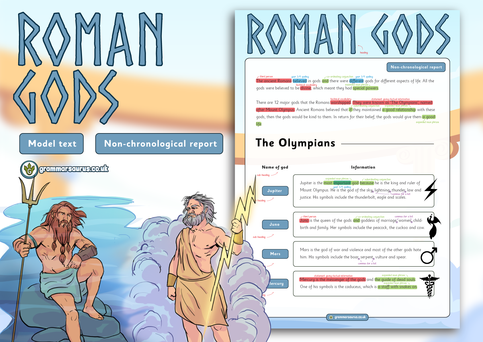 Year 4 Model Text Non chronological Report Roman Gods Gbsct P4 Year 4 Model Text Non chronological Report Roman Gods Gbsct P4