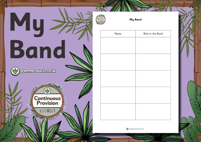 Continuous Provision - Music and Movement - My Band - Grammarsaurus