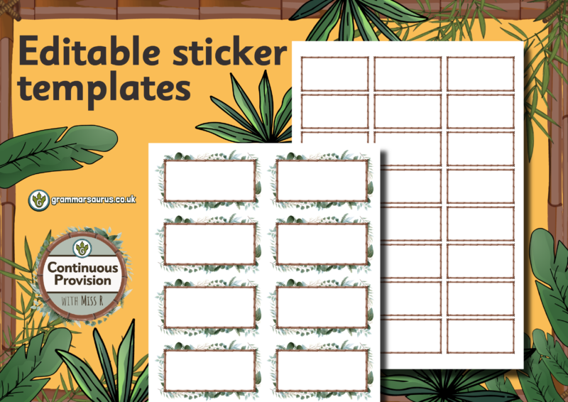 Continuous Provision - Display - Editable Sticker templates - Grammarsaurus