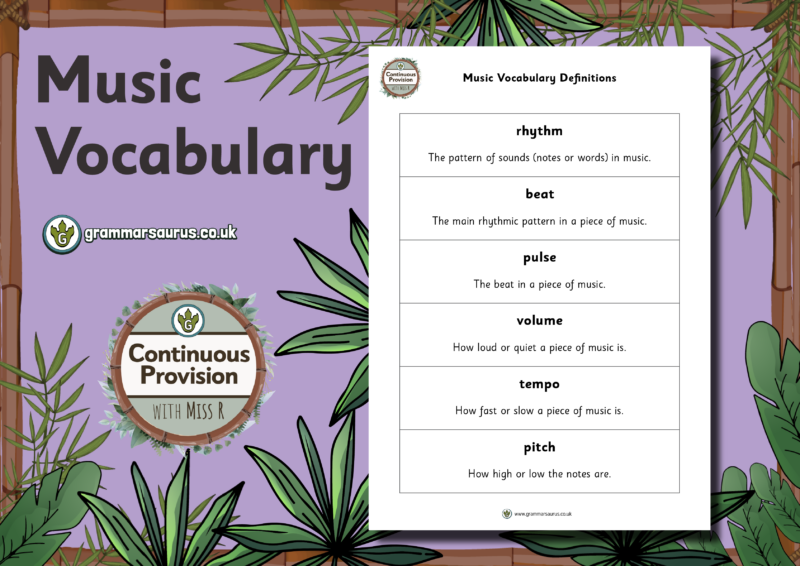 Continuous Provision - Music and Movement - Music vocabulary ...