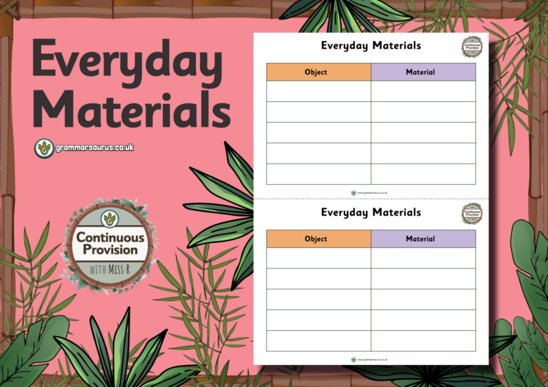 Continuous Provision - Investigation - Everyday Materials - Grammarsaurus