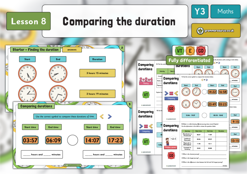 Year 3 Time Comparing The Duration Lesson 8 Grammarsaurus