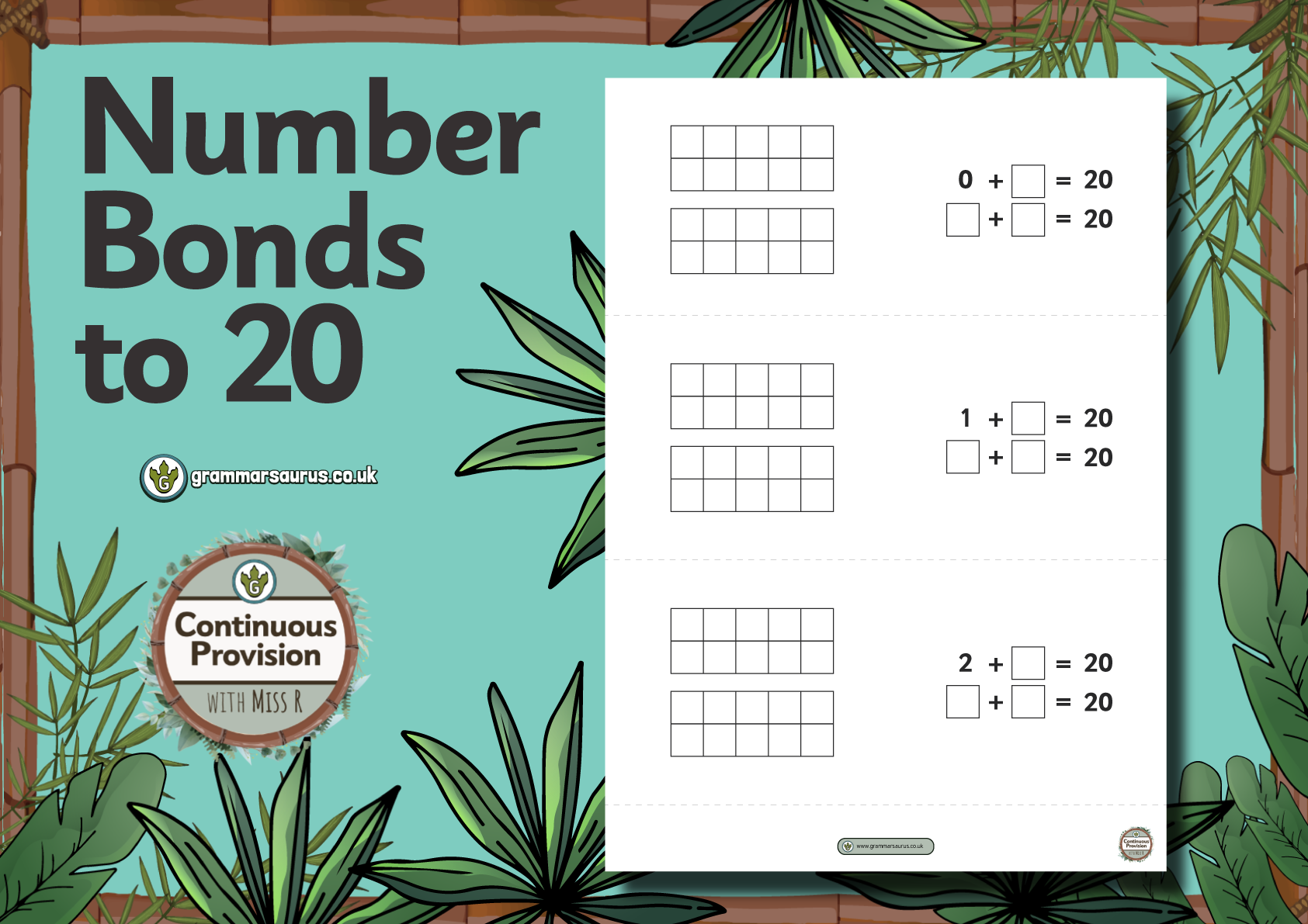 Continuous Provision Maths Number Bonds To 20 Grammarsaurus
