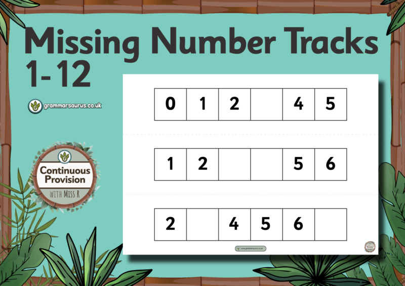Continuous Provision - Maths - Missing Number Tracks 1-12 - Grammarsaurus