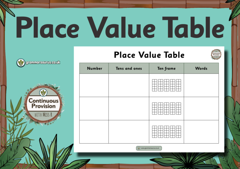 Continuous Provision - Maths - Place Value Table - Grammarsaurus