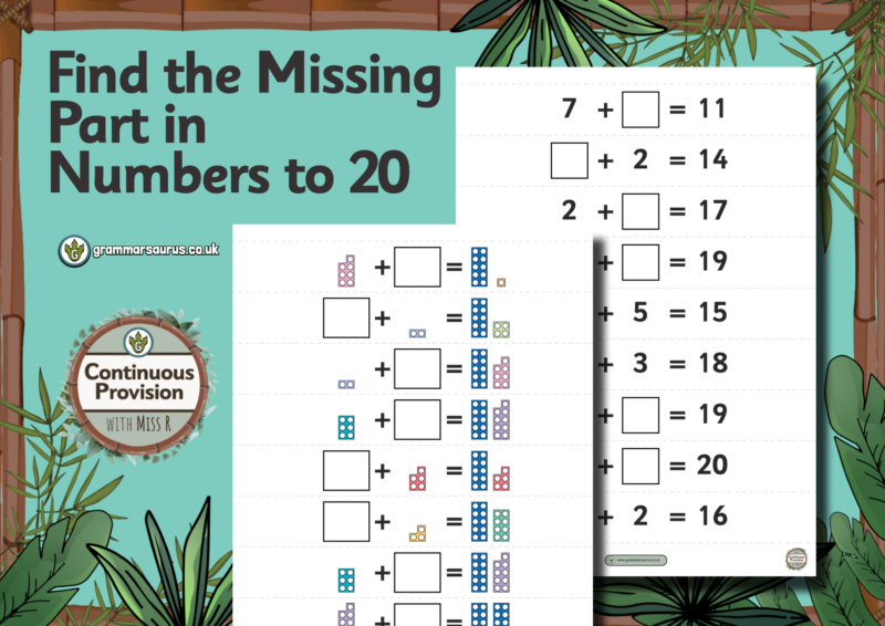 Continuous Provision - Maths - Finding Missing Part in Numbers to 20 ...