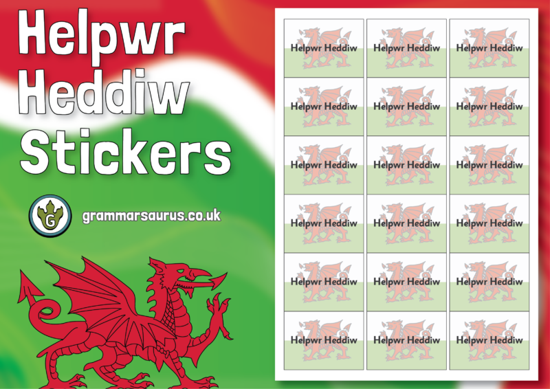 Helpwr Heddiw Stickers - Grammarsaurus