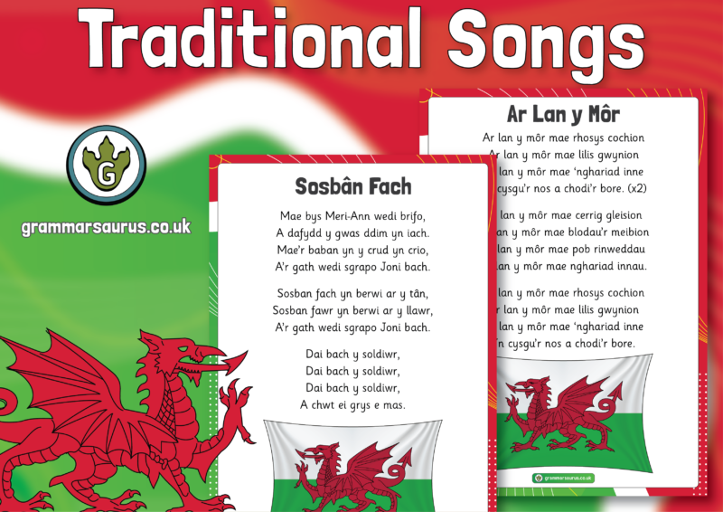 Traditional Welsh Song lyric sheets - Grammarsaurus