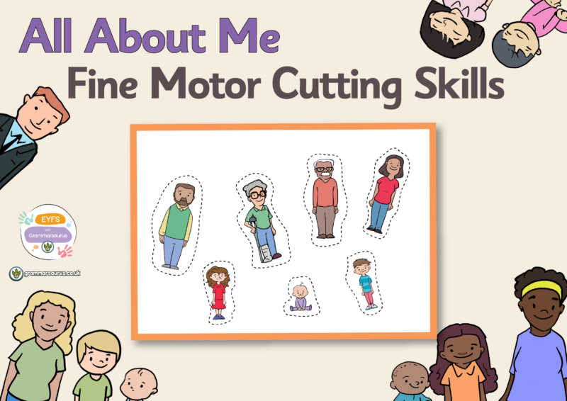 EYFS All About Me - Fine Motor Cutting Skills - Grammarsaurus