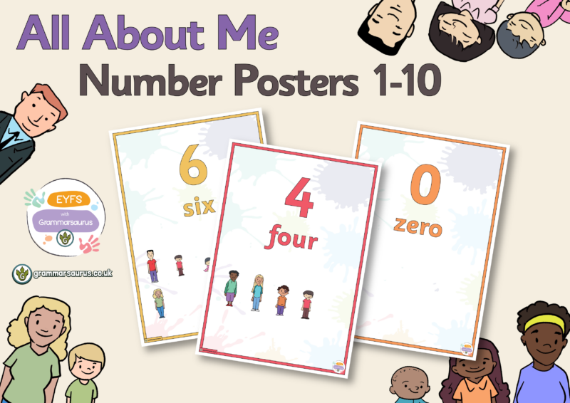 EYFS All About Me - Number Posters 1-10 - Grammarsaurus