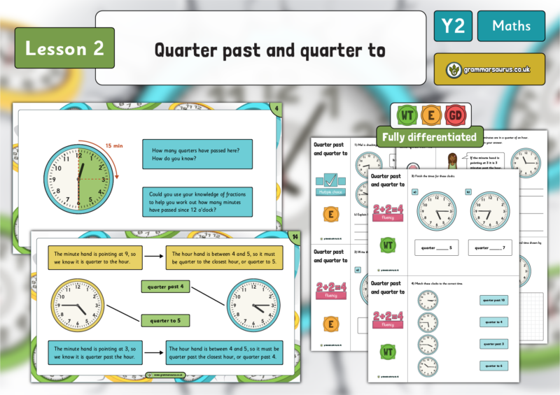 Year 2 Time – Quarter past and quarter to – Lesson 2 - Grammarsaurus