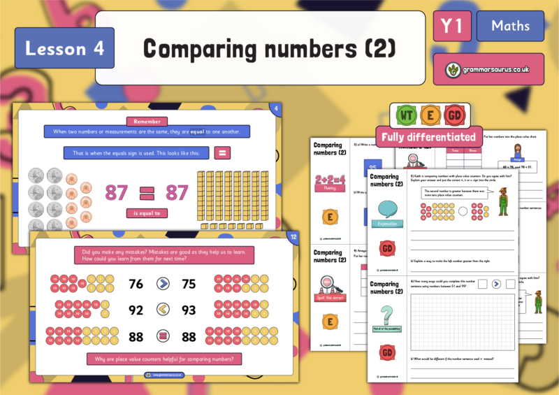 Year 1 Place Value – (Numbers to 100) Comparing numbers (2) – Lesson 4 ...