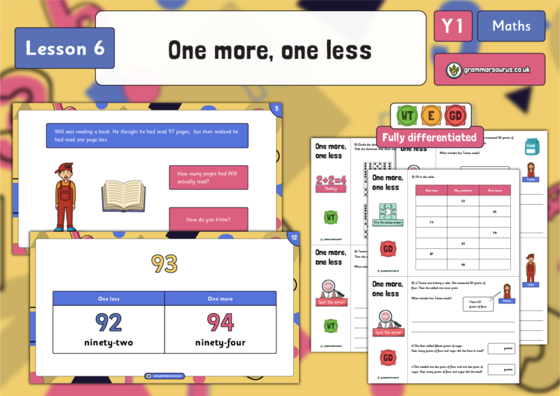 Year 1 Place Value – (Numbers to 100) One more, one less – Lesson 6 ...