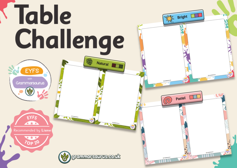 EYFS Essentials - Table Challenge (editable) - Grammarsaurus