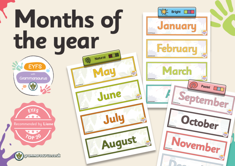 EYFS Essentials - Months of the Year Display Pack - Grammarsaurus