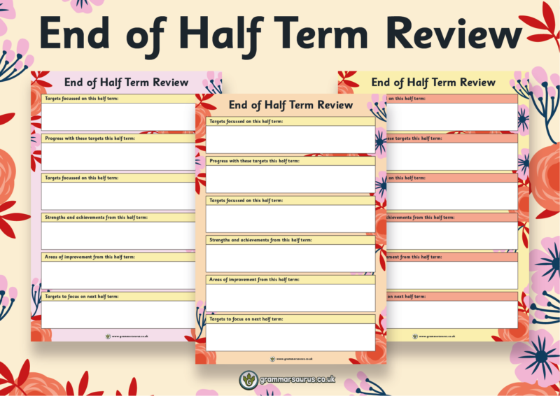 ECT Resources - End of Half Term Review Pack (editable) - Grammarsaurus