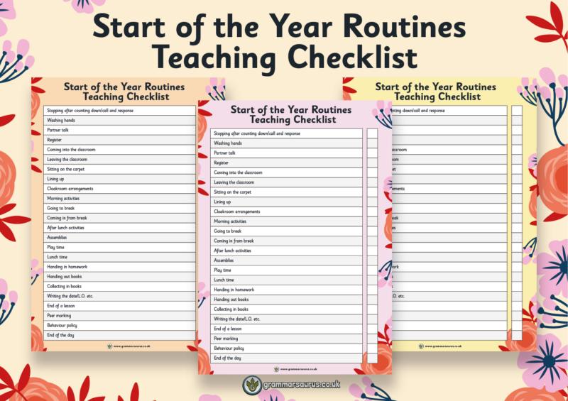 ECT Resources - Start of the Year Routines Checklist - Grammarsaurus