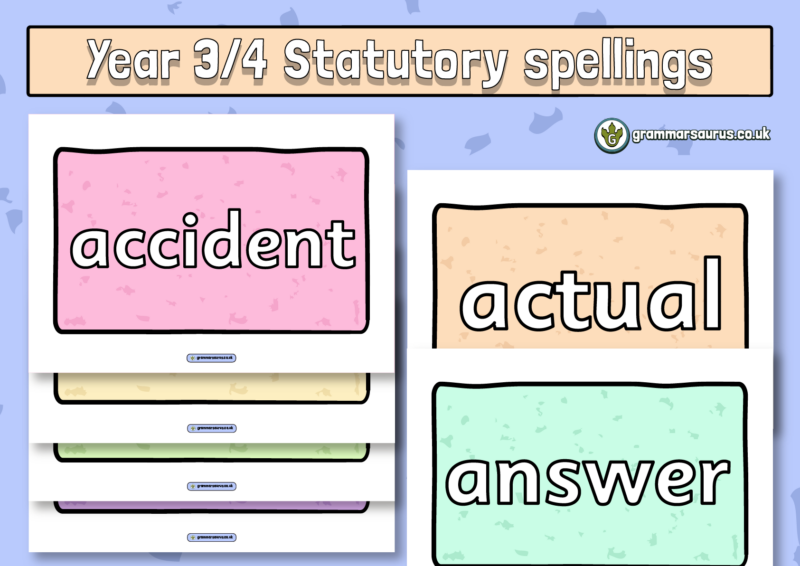 Year 3/4 Display Pack – Statutory spellings - Grammarsaurus