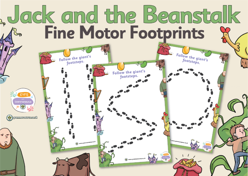 EYFS Jack and the Beanstalk - Fine Motor Footprints - Grammarsaurus