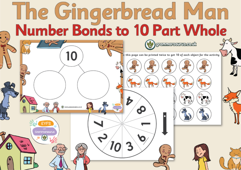 EYFS The Gingerbread Man - Number Bonds to 10 Part Whole - Grammarsaurus