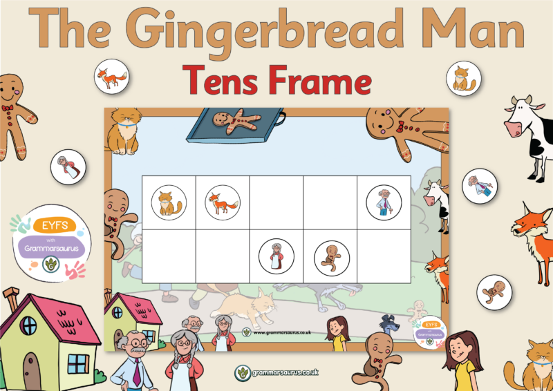 EYFS The Gingerbread Man - Tens Frame - Grammarsaurus