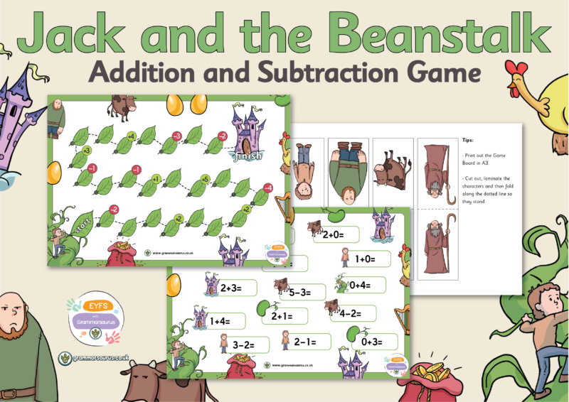 EYFS Jack and the Beanstalk - Addition and Subtraction Game - Grammarsaurus