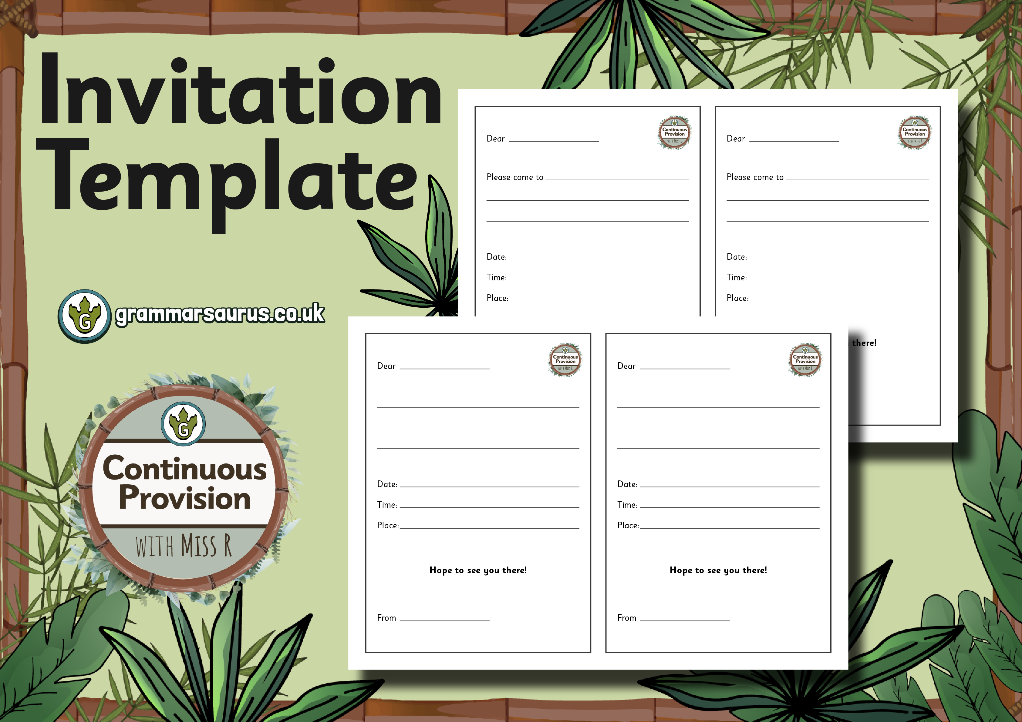 Continuous Provision - Storytelling - Invitation Template - Grammarsaurus