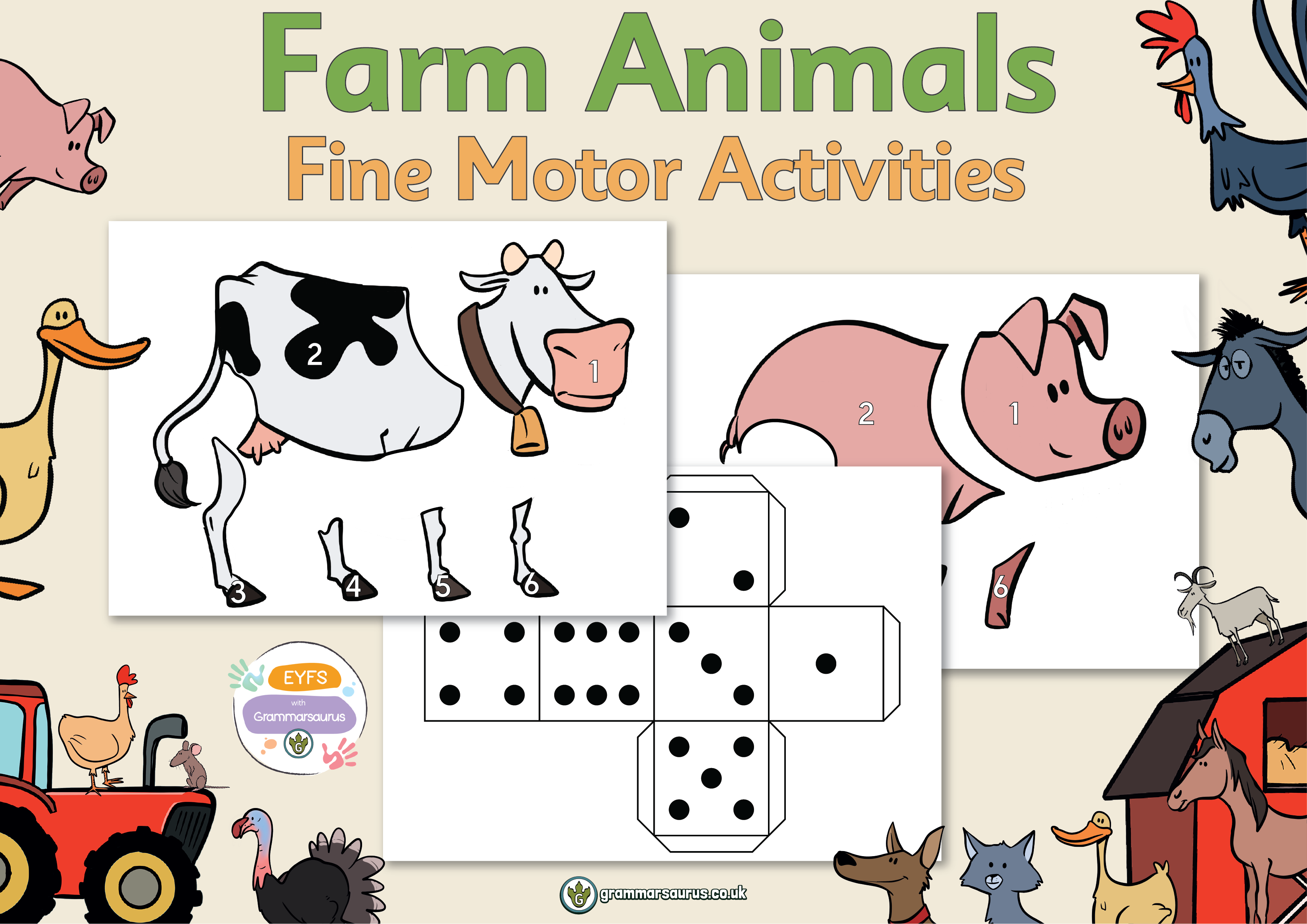 EYFS Farm Animals - Fine Motor Animals - Grammarsaurus