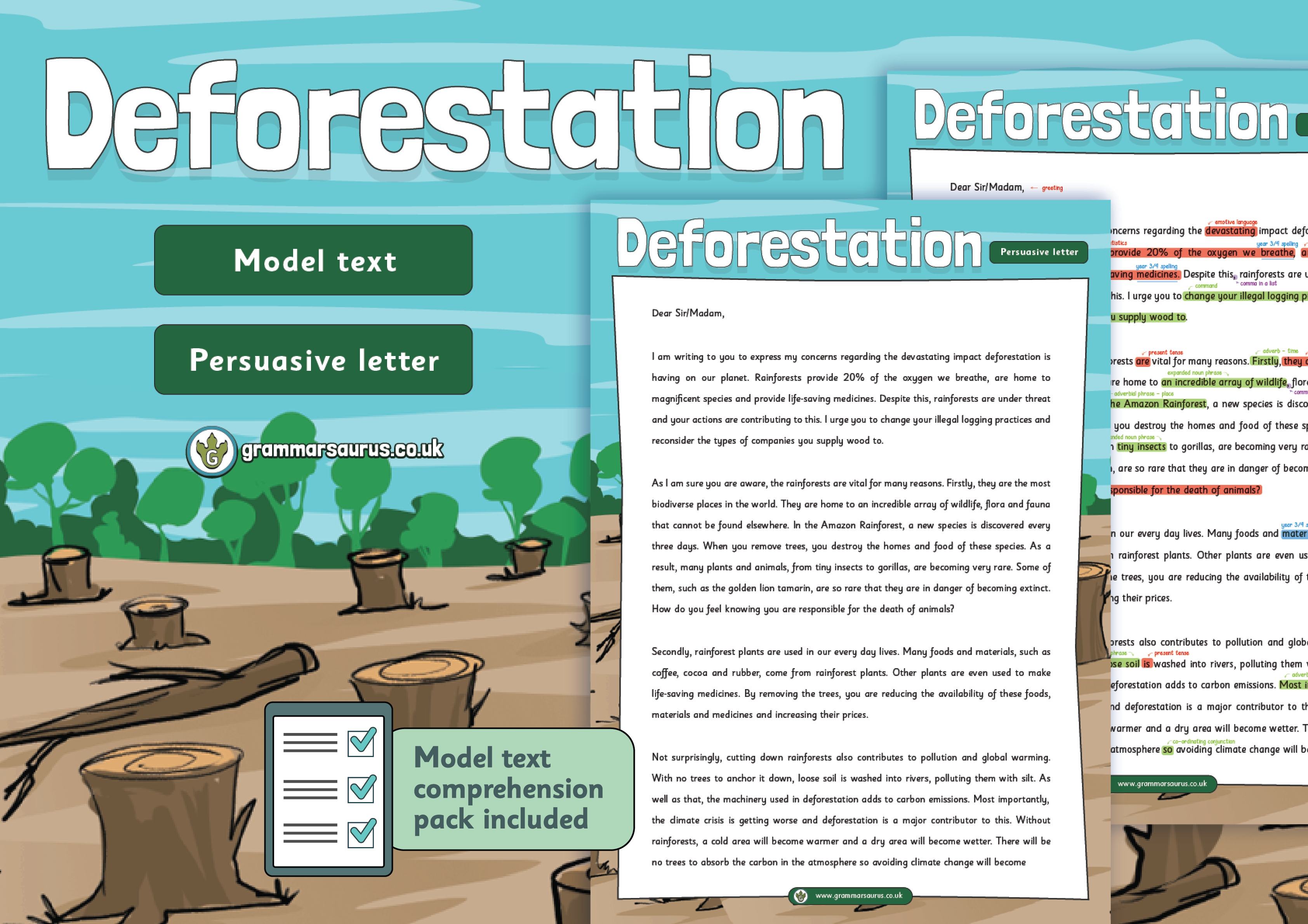 Year 4 Model Text – Persuasive letter – Deforestation - Grammarsaurus