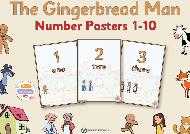 EYFS The Gingerbread Man - Number Posters 1-10 - Grammarsaurus