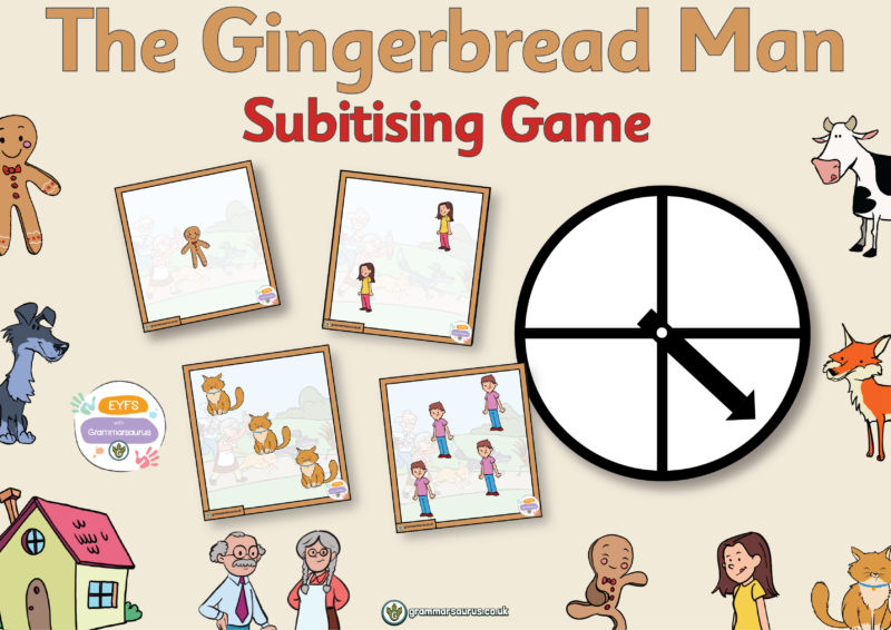EYFS The Gingerbread Man - Subitising Game - Grammarsaurus