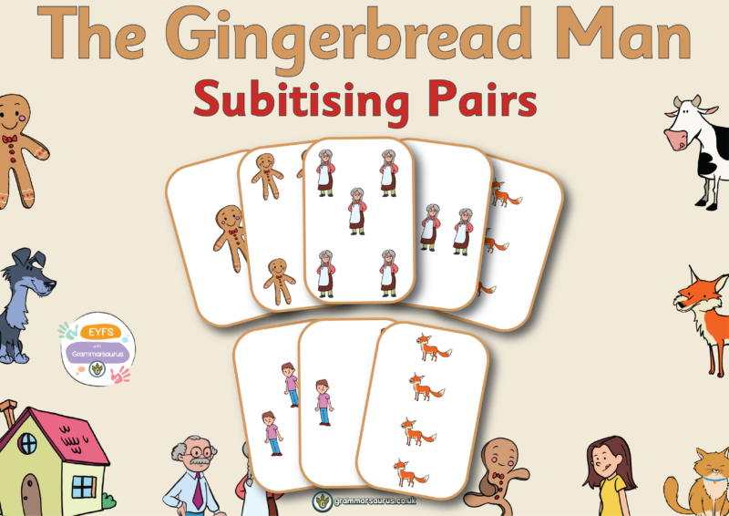 EYFS The Gingerbread Man - Subitising Pairs - Grammarsaurus