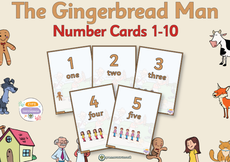 EYFS The Gingerbread Man - Number Cards 1-10 - Grammarsaurus