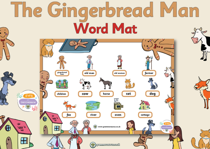 EYFS The Gingerbread Man - Word Mats - Grammarsaurus
