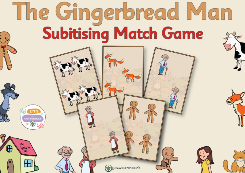 EYFS The Gingerbread Man - Subitising Match Game - Grammarsaurus