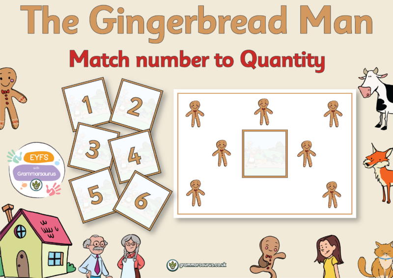 EYFS The Gingerbread Man - Match Number to Quantity Activity ...