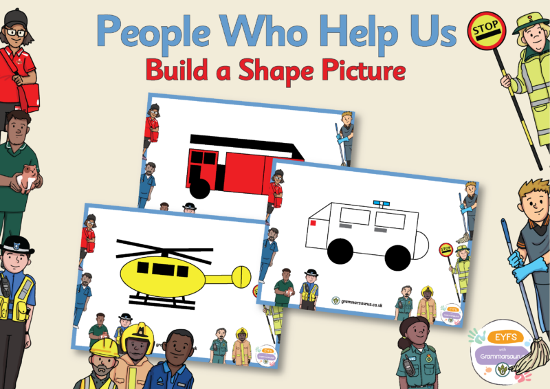 EYFS People Who Help Us - Build a Shape Picture - Grammarsaurus