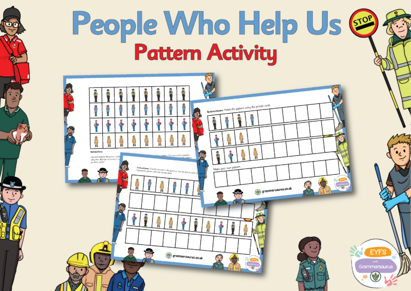 EYFS People Who Help Us - Pattern Activity - Grammarsaurus