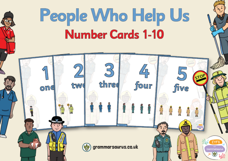 EYFS People Who Help Us - Number Cards 1 -10 - Grammarsaurus
