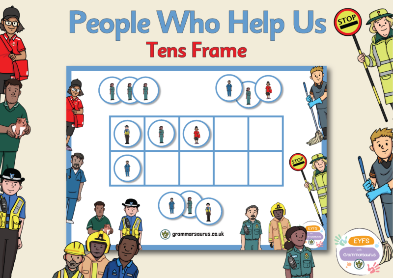 EYFS People Who Help Us - Tens Frame - Grammarsaurus